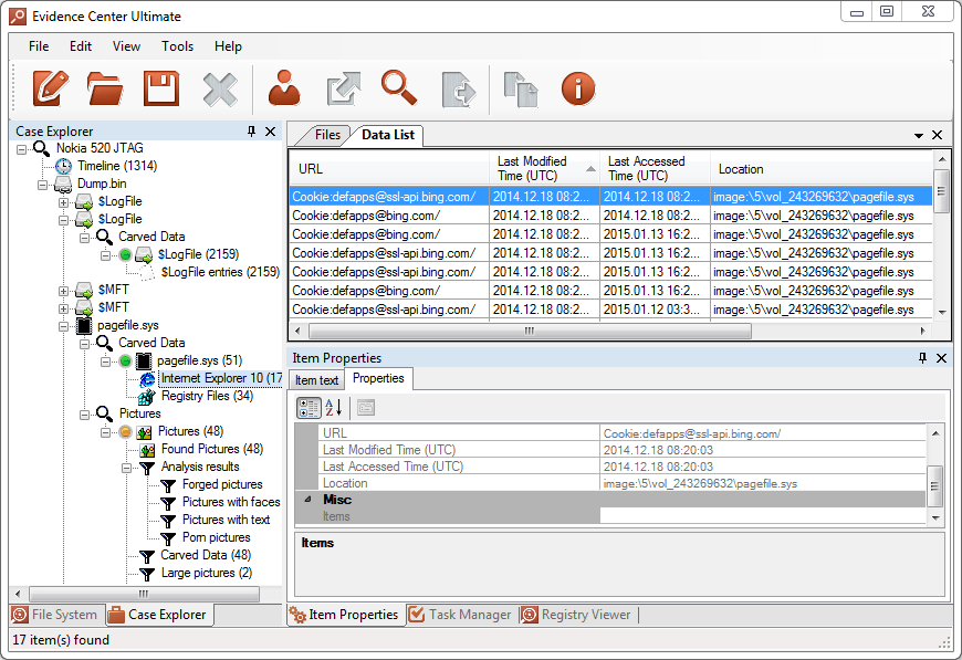 Analyzing Windows Phone 8.1 JTAG and UFED Dumps